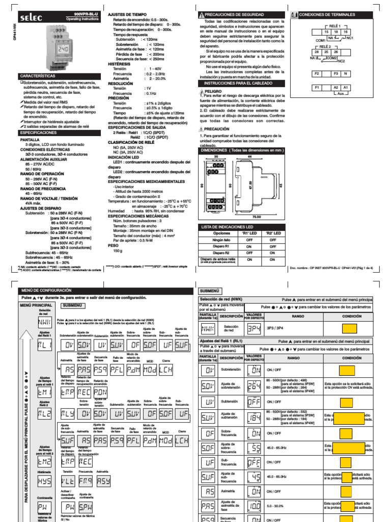 900VPR BL U | PDF | Relé | Componentes eléctricos