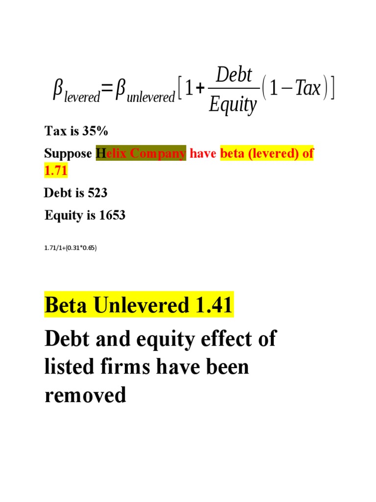 Beta Levered and Unlevered | PDF