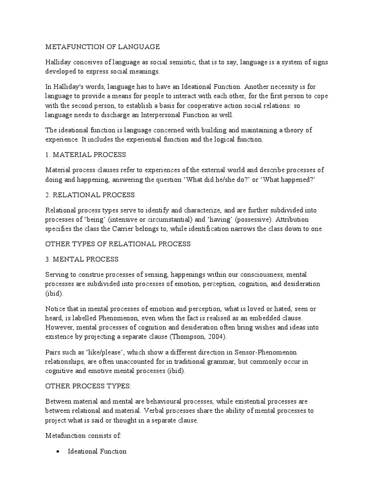 Metafunction of Language | PDF | Neuroscience | Metaphysics