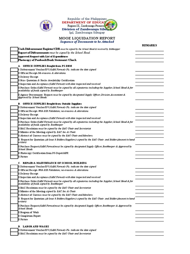 Numer 2 MOOE Liquidation Guide 2019-KNHS | PDF | Bookkeeping | Receipt