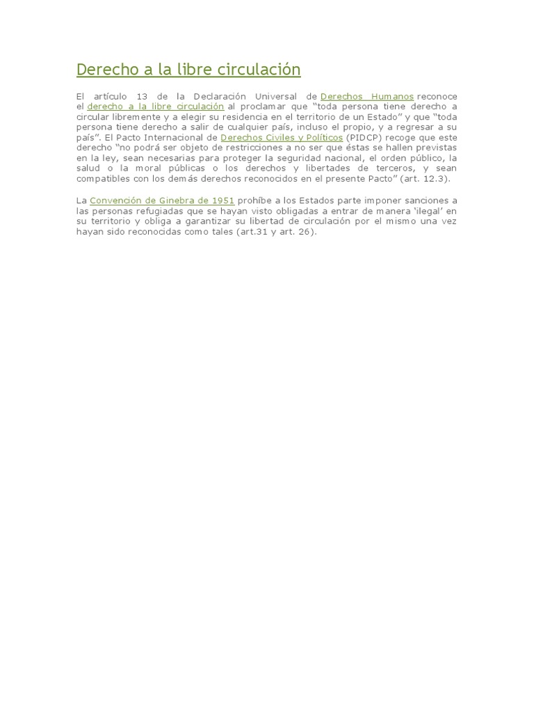 Derecho a la libre circulación humana | PDF