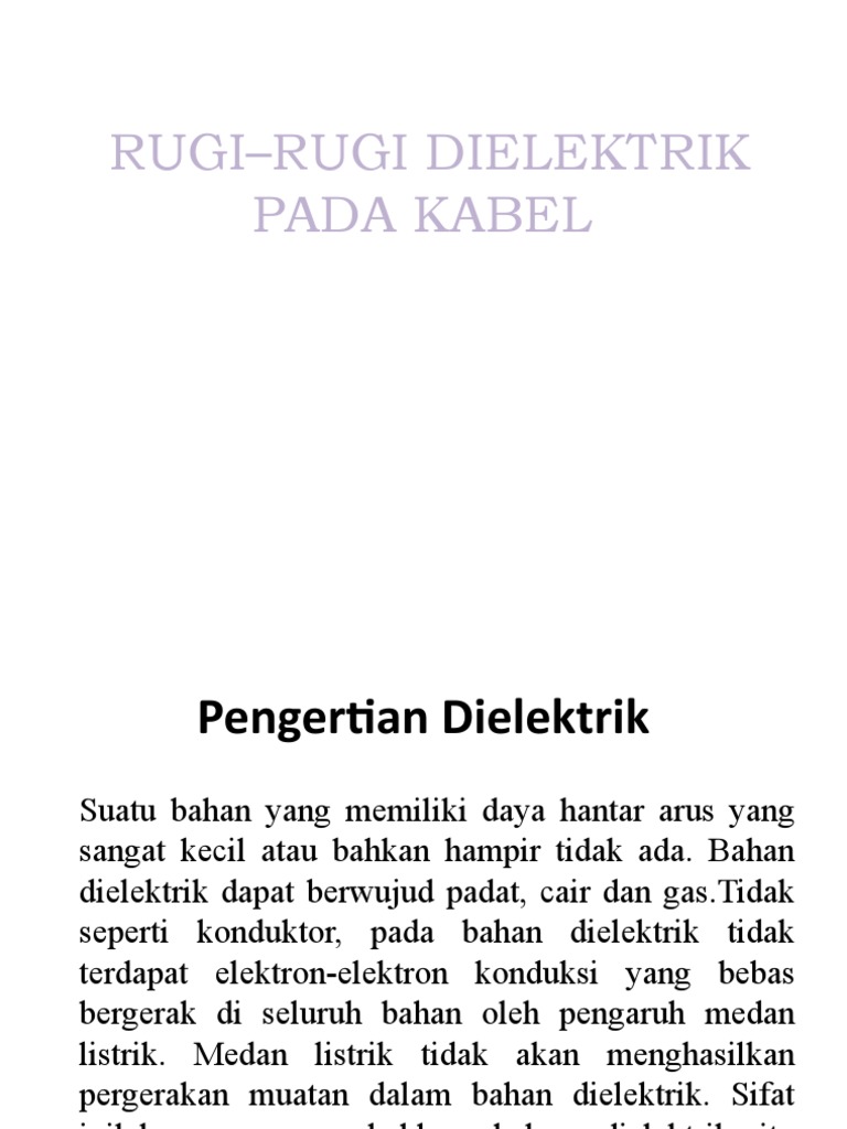 RUGI-RUGI DIELEKTRIK PADA KABEL (Kuliah Ke 7) | PDF