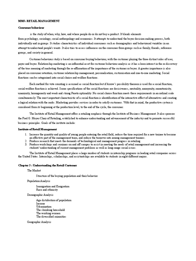 Mm5: Retail Management Consumer Behaviour | PDF | Consumer Behaviour ...