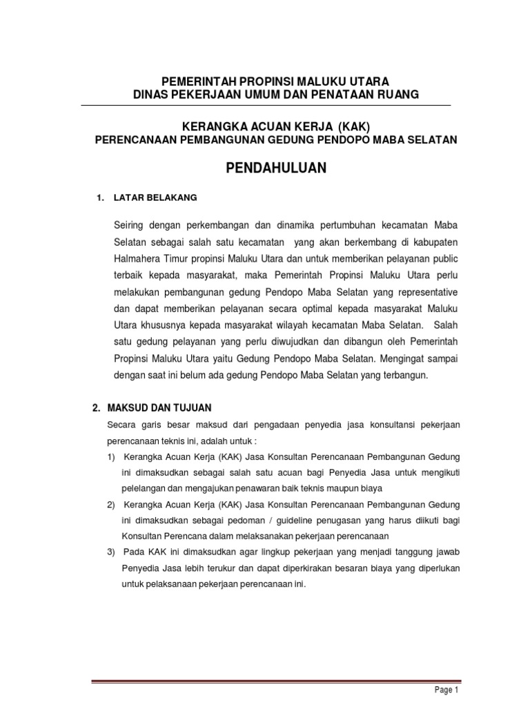 02 Kak Perencanaan Pendopo PDF | PDF