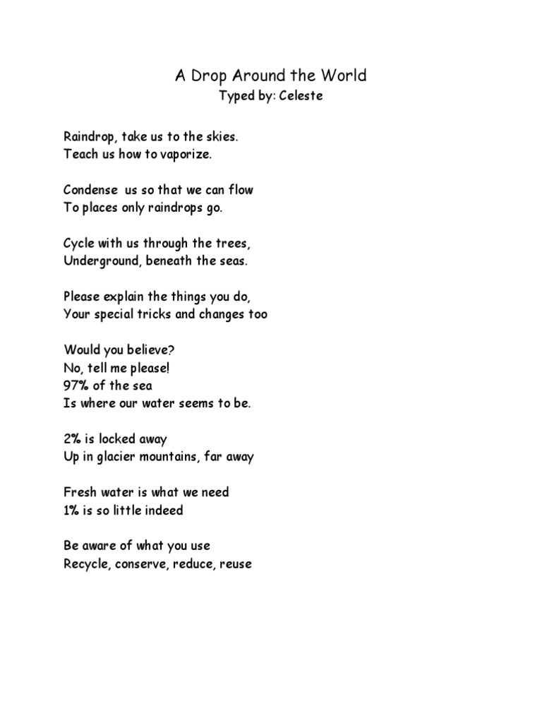 A Drop Around the World: Raindrop's Journey Through Water Cycle | PDF