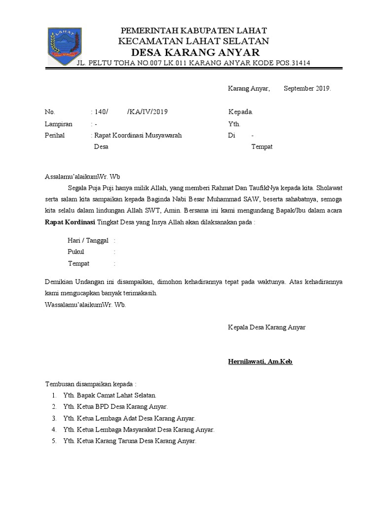 Surat Undangan Musdes | PDF