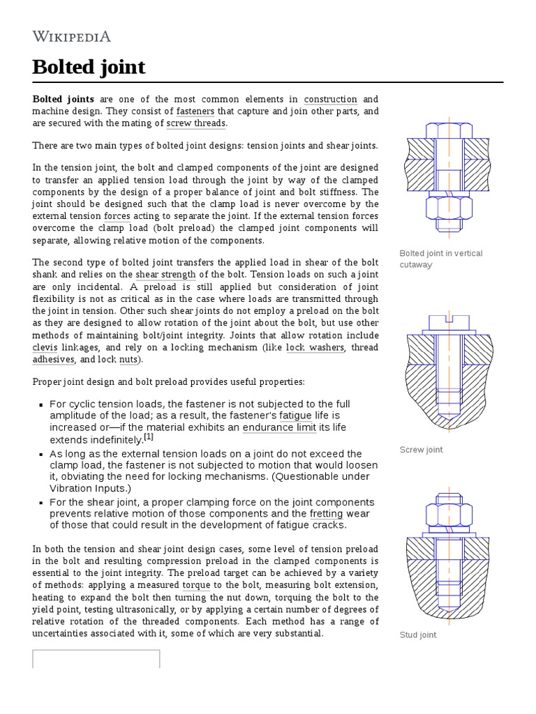 Bolted Joint | PDF | Nut (Hardware) | Mechanical Engineering