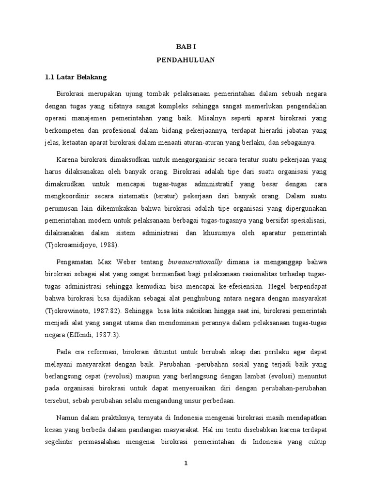 Rasionalitas Birokrasi Pemerintahan Di Indonesia Berdasarkan Teori Max ...