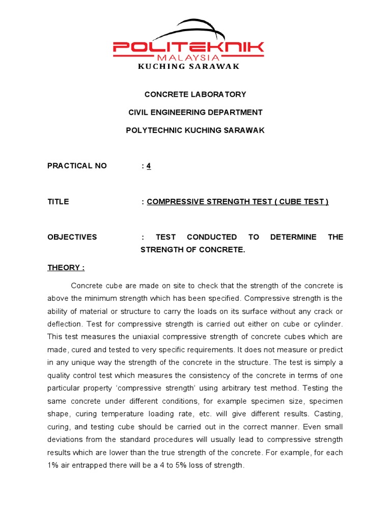 Compressive Strength Test | PDF | Concrete | Construction Aggregate