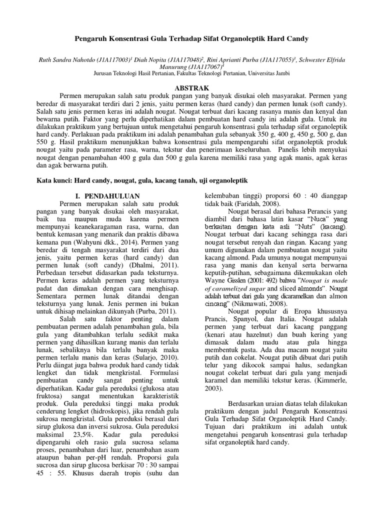 Pengaruh Gula pada Sifat Nougat | PDF