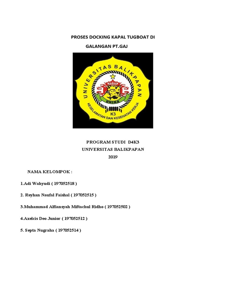 Makalah Bahaya Dan Risiko Sistem Repair Docking Kapal Di | PDF