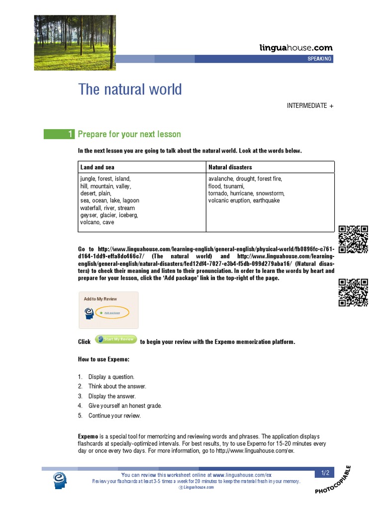 Talking About The Natural World 1 | PDF | Natural Disasters | Volcano