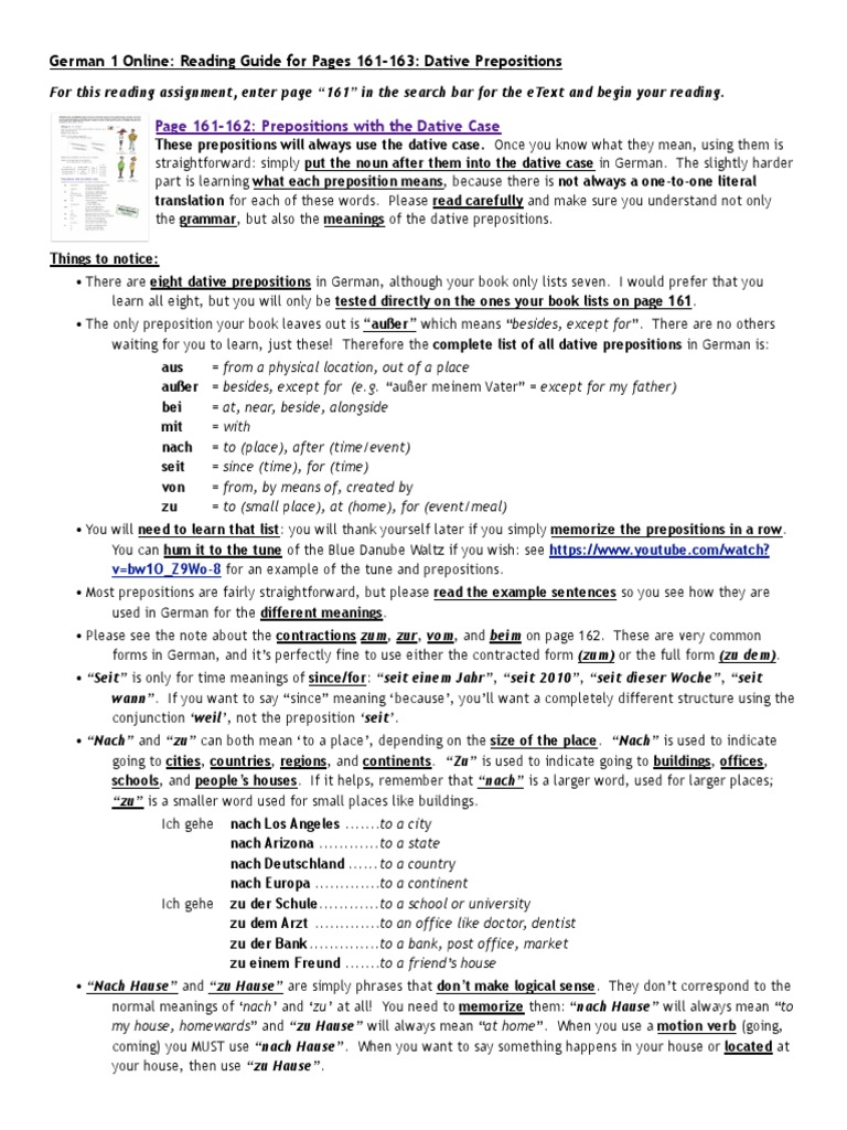 Dative Prepositions | PDF | Preposition And Postposition | Grammar