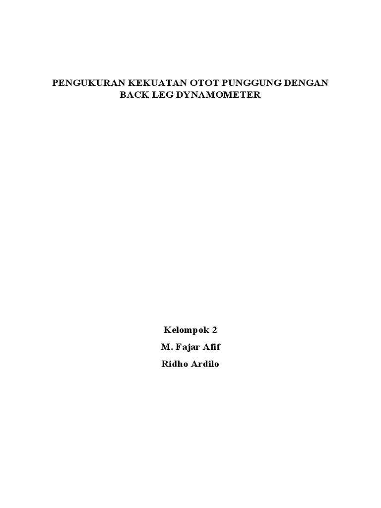 MENGUKUR KESEHATAN OTOT PUNGGUNG DAN KAKI MENGGUNAKAN BACK AND LEG ...