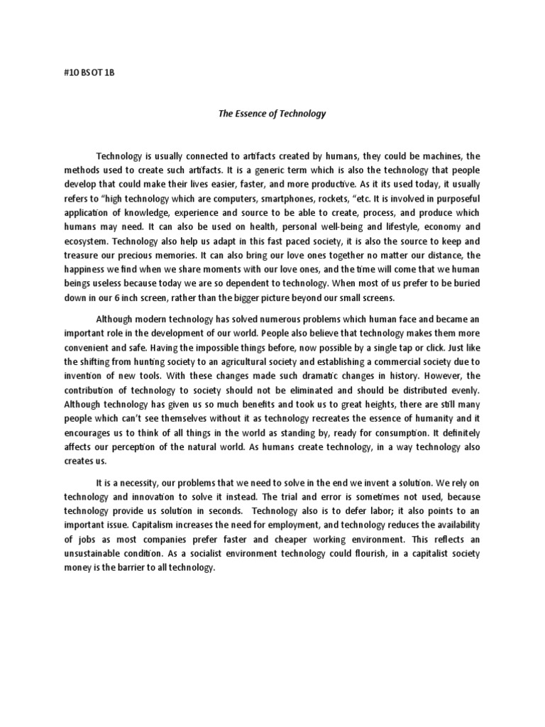 Essence of Technology | PDF | Society | Capitalism