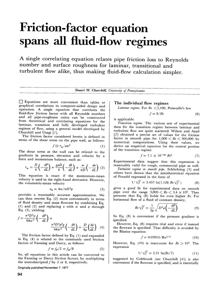 CEM - Friction-Factor Equation (1977) PDF | PDF