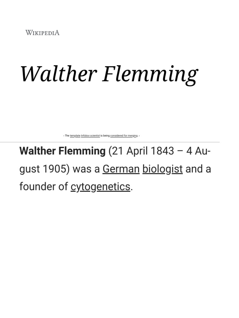 Walther Flemming - Wikipedia PDF | Download Free PDF | Cell Biology ...