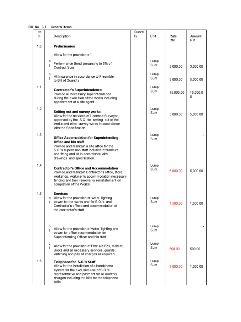 Bill of Quantities | PDF | Pipe (Fluid Conveyance) | Road