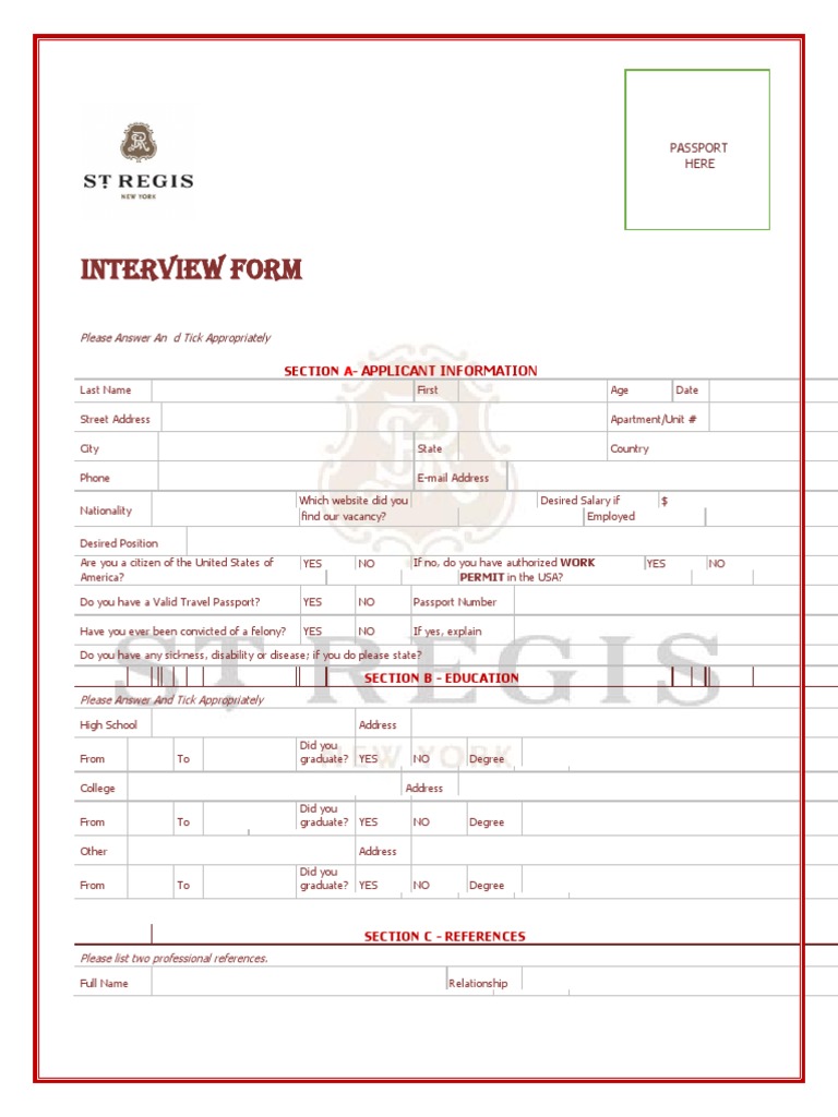 ST Regis Application Form | PDF | Employment | Government