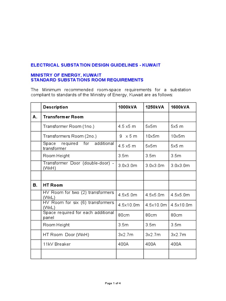 Substation Design Guidelines - Kuwait | PDF | Electrical Substation ...