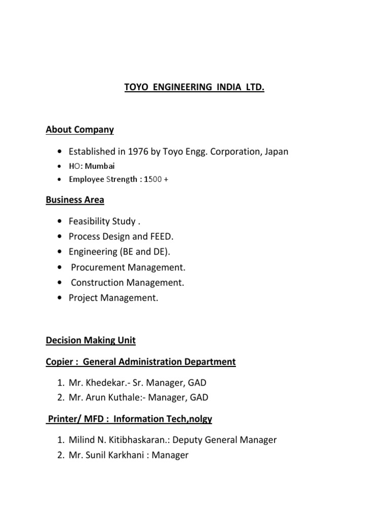 Toyo Engineering India Overview | PDF
