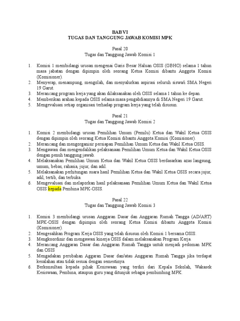 Tugas Komisi MPK | PDF