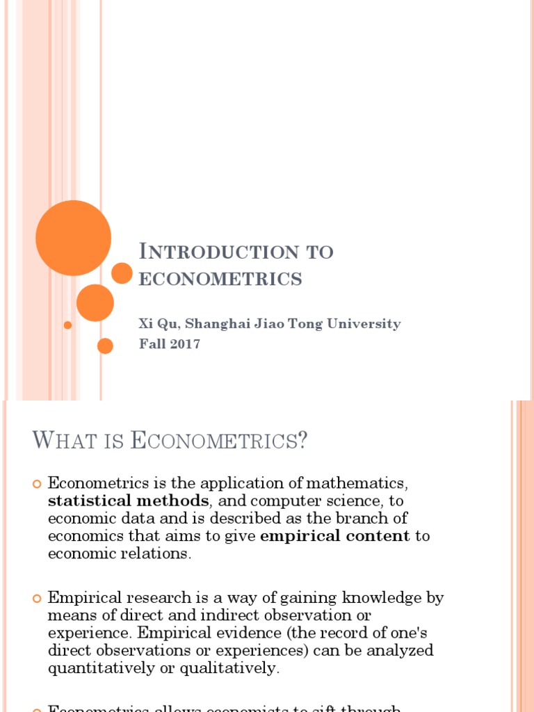 Econometrics For Economics Students Pdf Econometrics Time Series