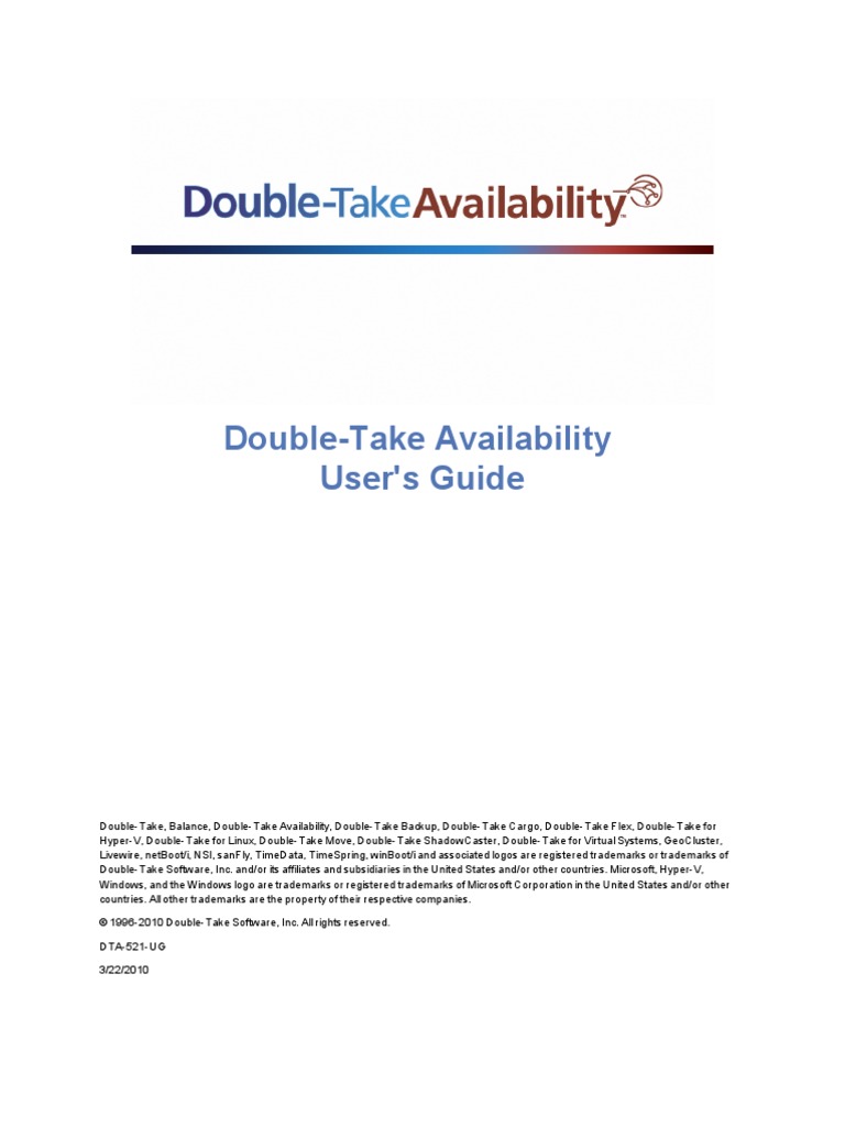 Double Take Availability User S Guide Pdf Hyper V Backup