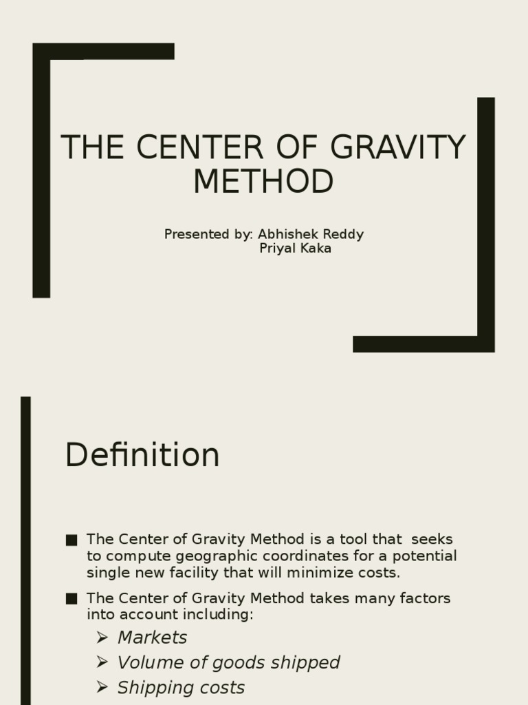 Center of Gravity Method for Facility Location | PDF | Center Of Mass ...