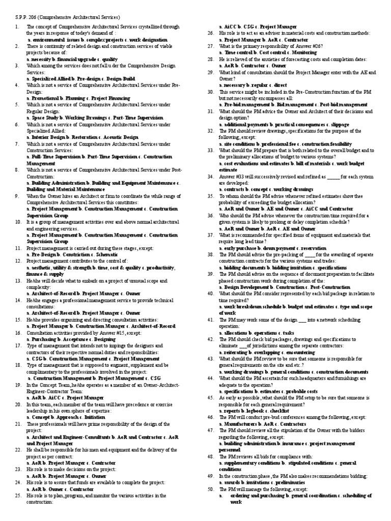 Comprehensive Modules 1 Sample Quiz | PDF | Construction Management ...