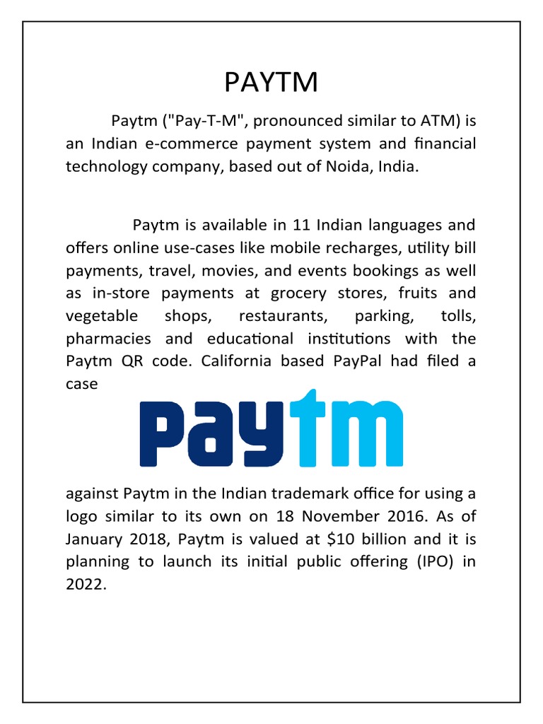 Paytm Project | PDF | Financial Technology | Finance & Money Management