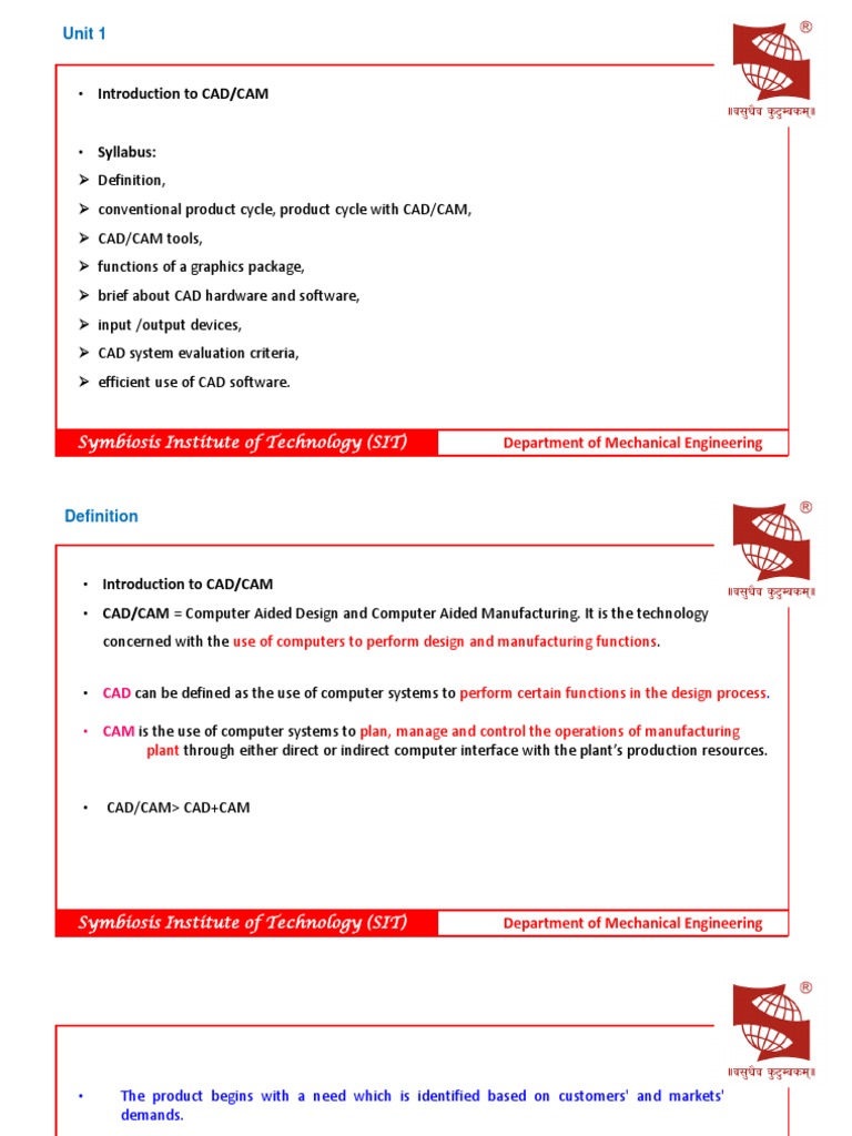 CAD CAM Unit 1 | PDF | Computer Aided Design | Engineering