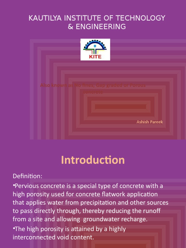 Porous Concrete Presentation | PDF | Concrete | Civil Engineering