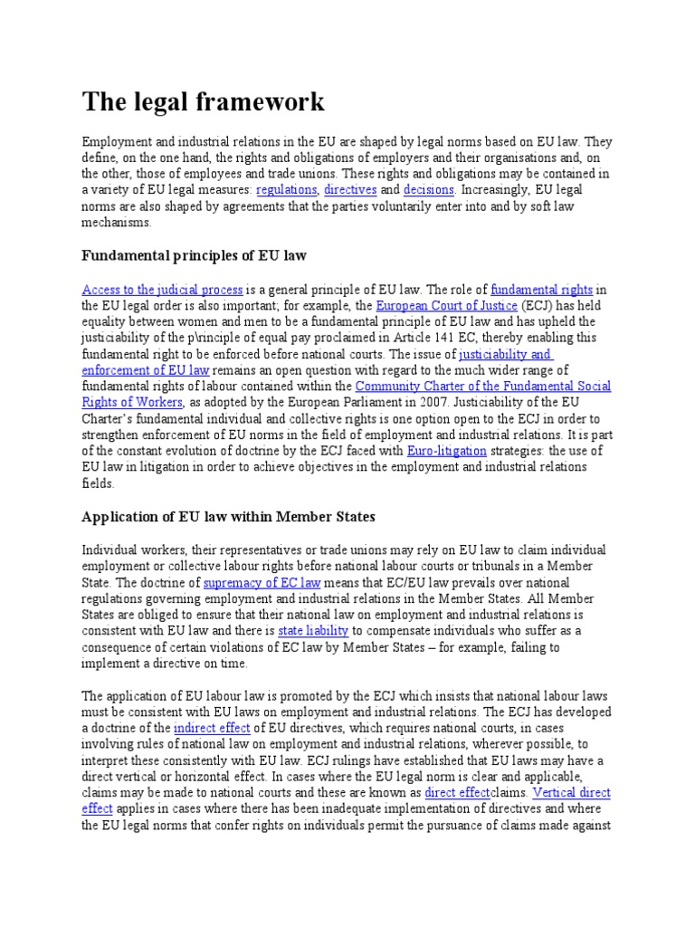 The Legal Framework | PDF | European Court Of Justice | European Union Law