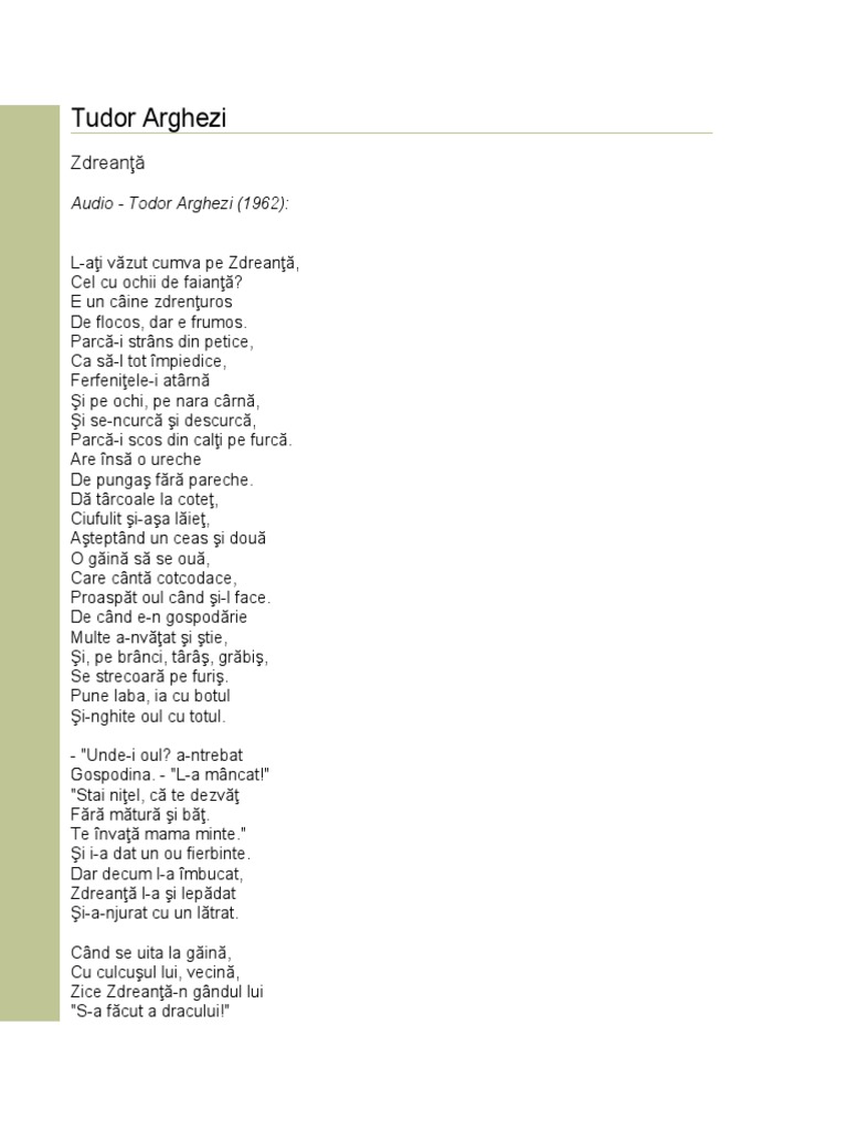 Tudor Arghezi Zdreanta | PDF