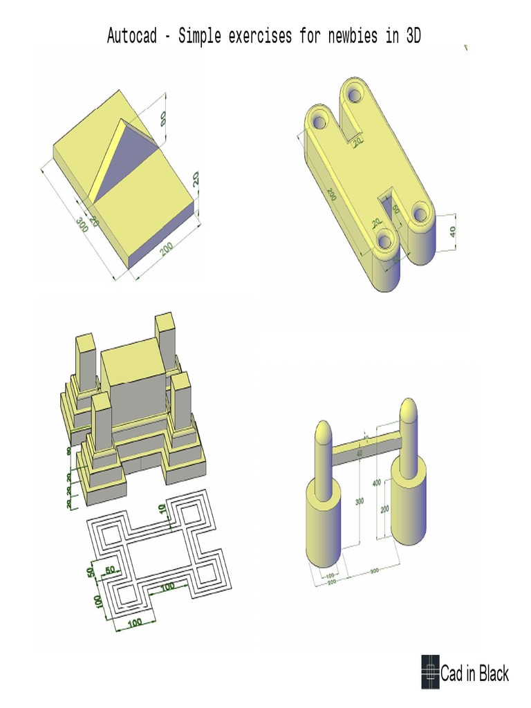 Autocad 3D - Exercises For Beginners - 1 | PDF