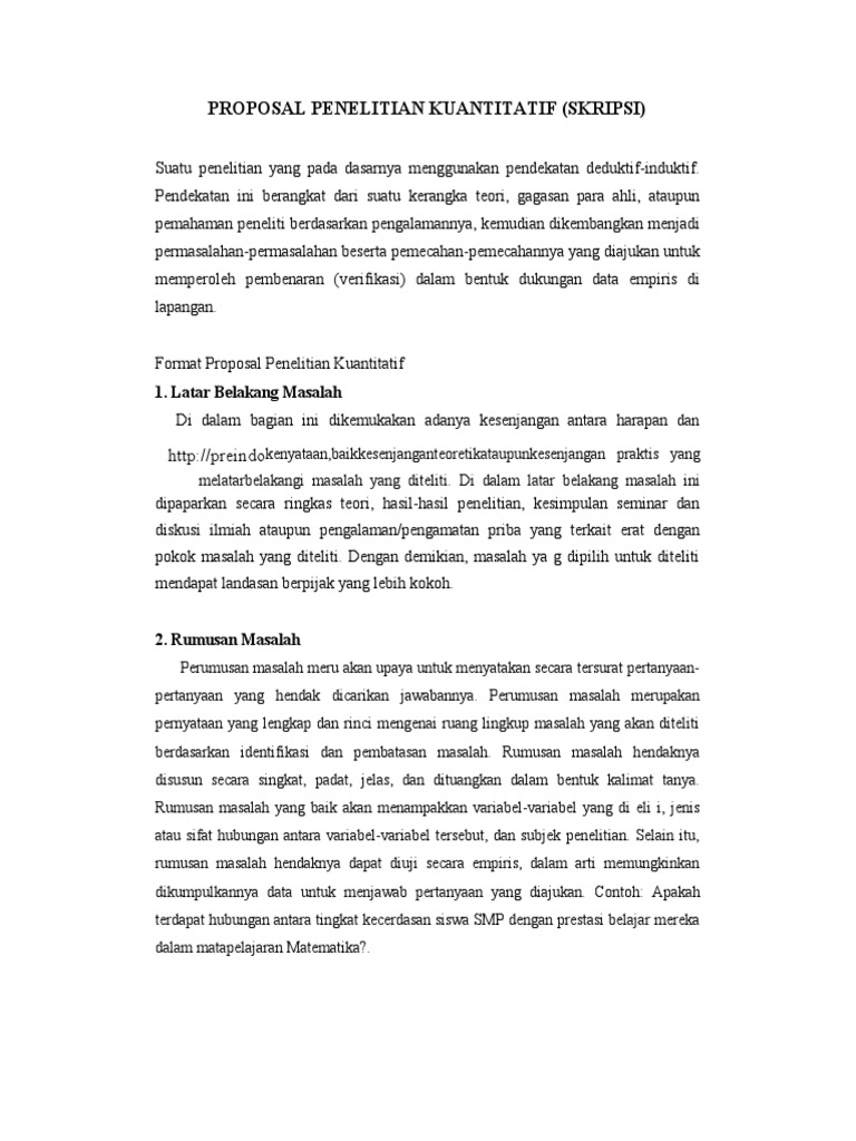 Contoh Proposal Penelitian Kuantitatif | PDF