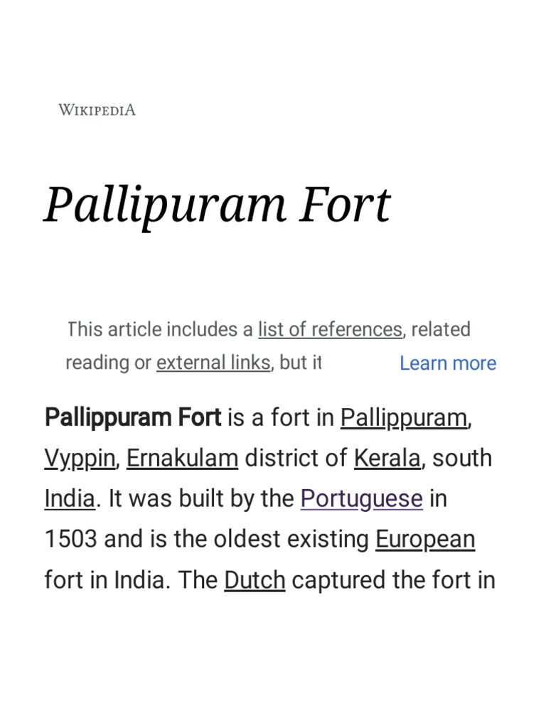 Pallipuram Fort - Wikipedia PDF | PDF | Buildings And Structures | Nature