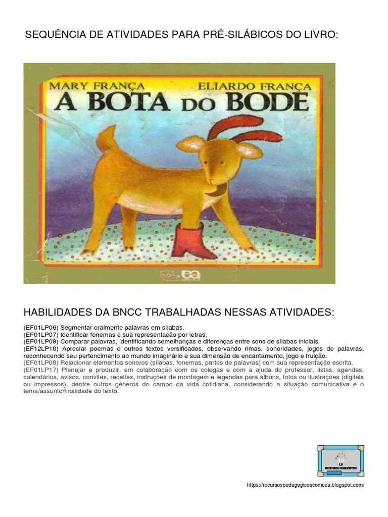 Sequência de Atividades Do Livro A Boda Do Bode | PDF | Fonema | Sílaba