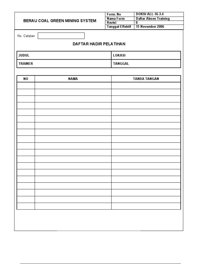 DOKIV-ALL-16-3.4 Absen Training | PDF