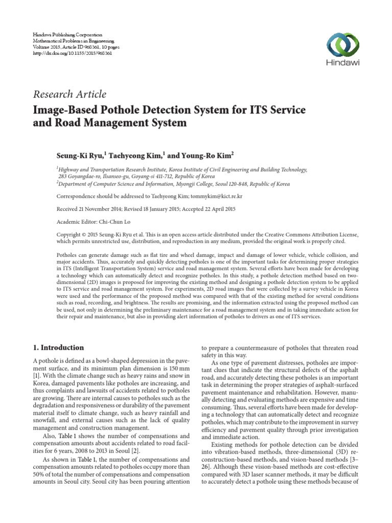 Pot Hole Detection | PDF | Accuracy And Precision | Image Segmentation