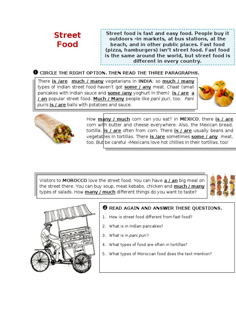 Street Food Grammar and Comprehension Questions | PDF | Cooking, Food ...