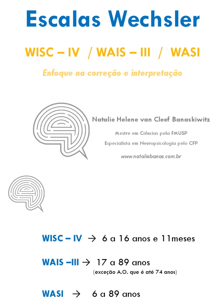 Escalas Wechsler WISC IV WAIS III WASI Enfoque Na, 50% OFF