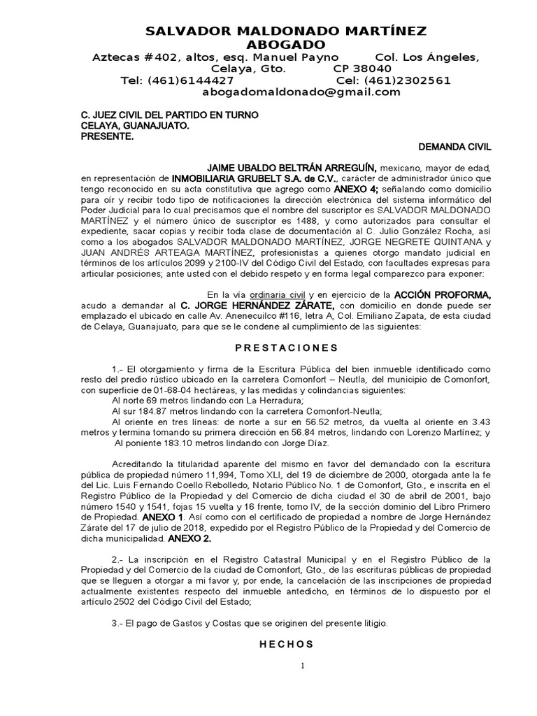 demanda proforma | Derecho privado | Justicia