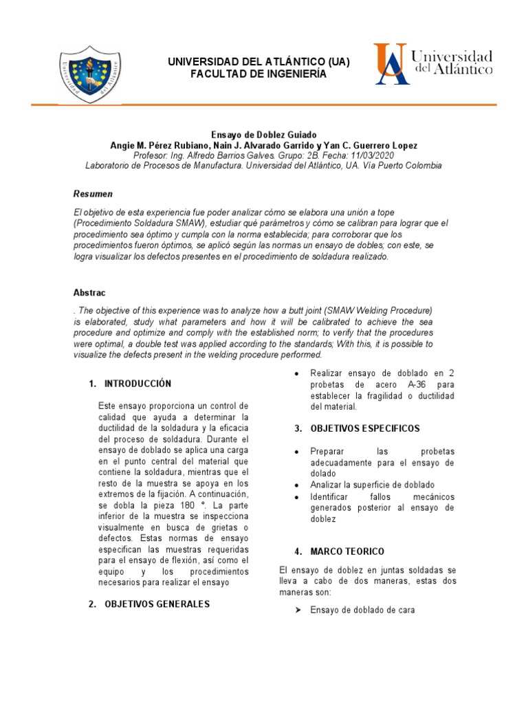 Ensayo de Doblez en Soldadura SMAW | PDF | Soldadura | Construcción