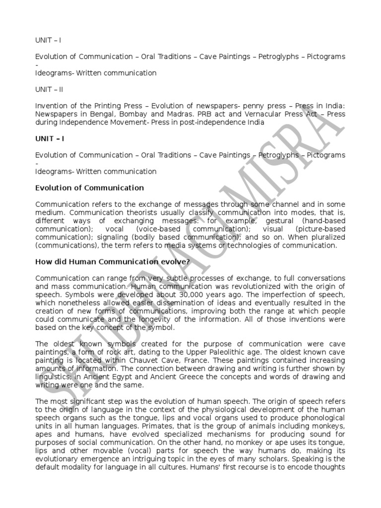 History of Media Notes - Unit 1 | PDF | Writing | Symbols