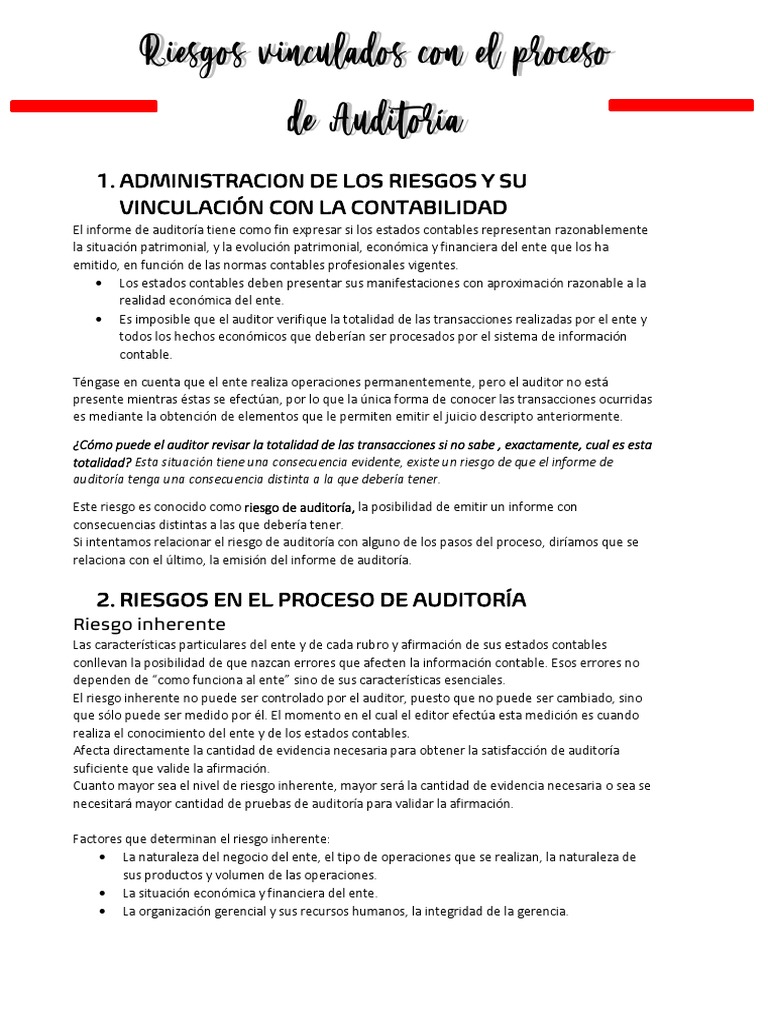 Riesgos de Auditoria Cap4 | PDF | Contralor | Contabilidad
