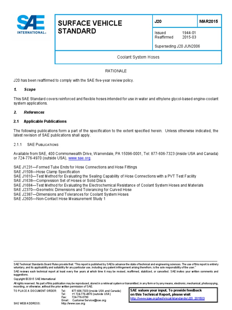 Sae J20-2015 | PDF | Engineering Tolerance | Pipe (Fluid Conveyance)