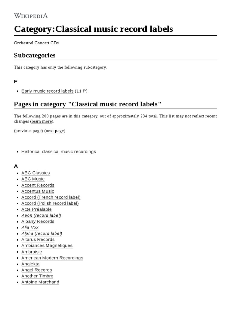 Classical Music Record Labels | PDF | Music Organizations | Classical Music