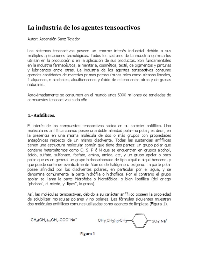 La Industria de Los Agentes Tensoactivos | PDF | Tensioactivo | Detergente